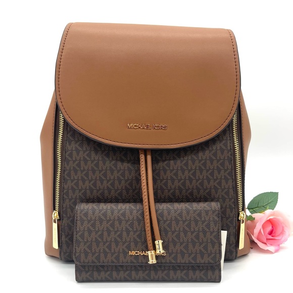 Michael Kors | Bags | Michael Kors Phoebe Medium Flap Drawstring Backpack Trifold Wallet | Poshmark